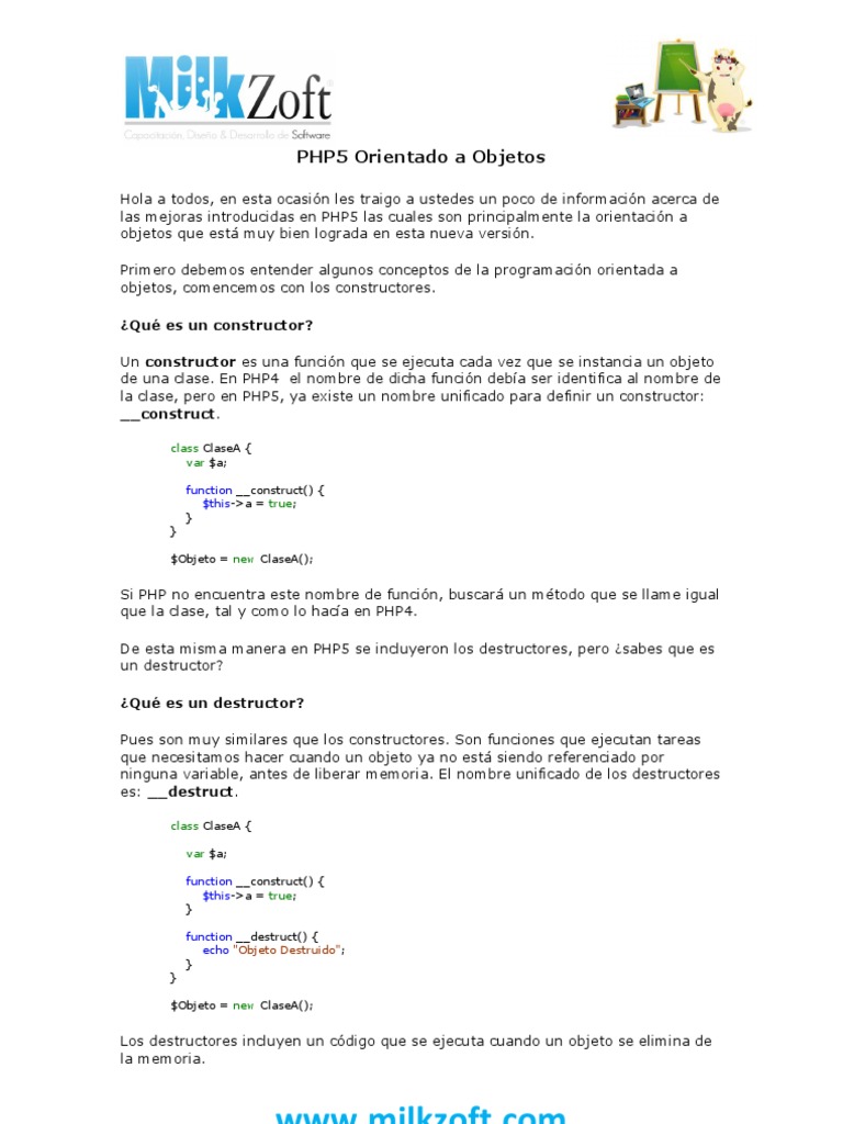 PHP5 Orientado A Objetos | PDF | Objeto (informática) | Clase (Programación informática)