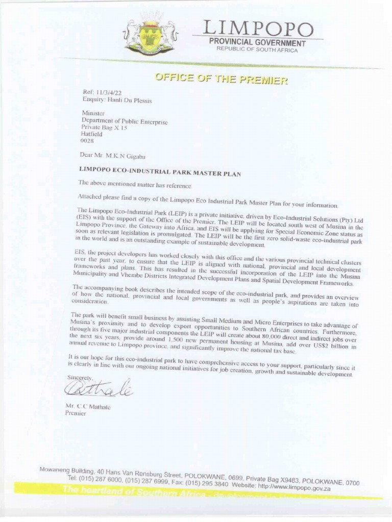 Annexure 3b. Letters From Premier of Limpopo To Ministers 2 - 2013 | PDF