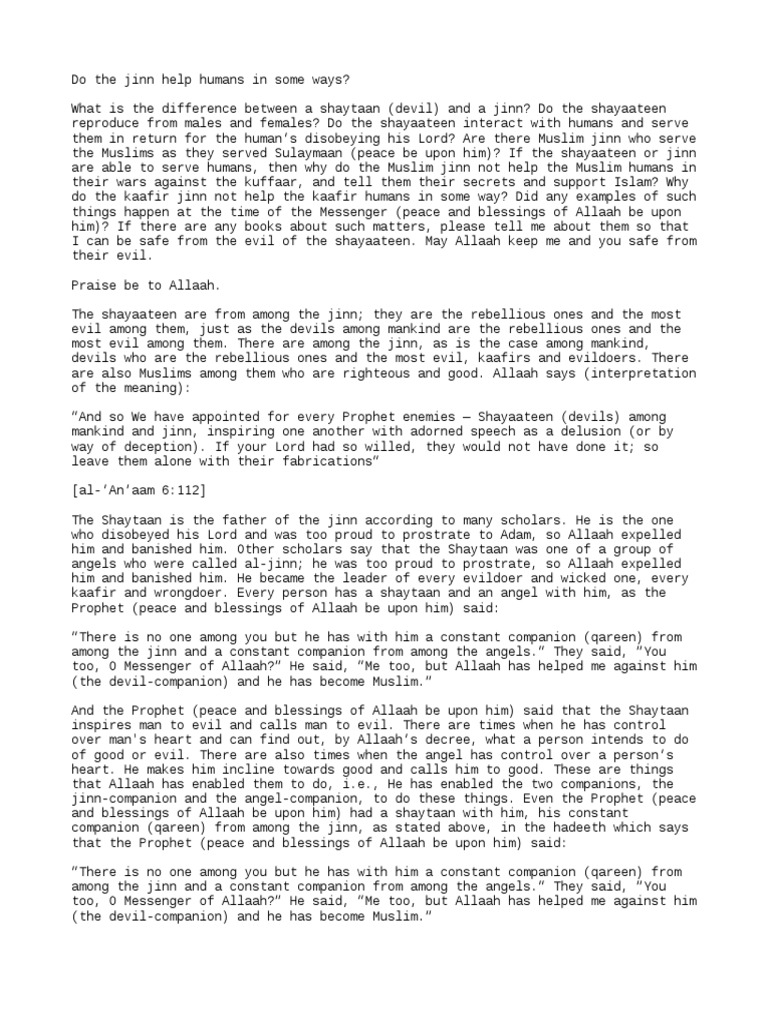 JINNS | PDF | Jinn | Hadith
