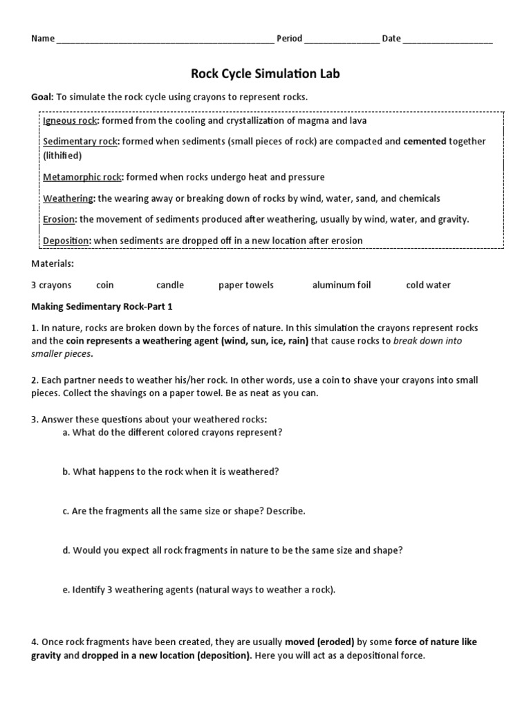 Crayon Rock Cycle Lab | PDF | Rock (Geology) | Sedimentary Rock