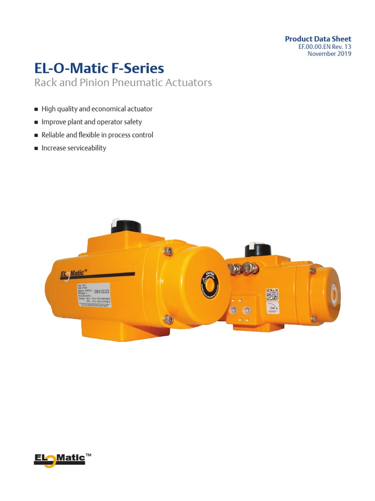 EL-O-Matic F-Series: Rack and Pinion Pneumatic Actuators | PDF ...