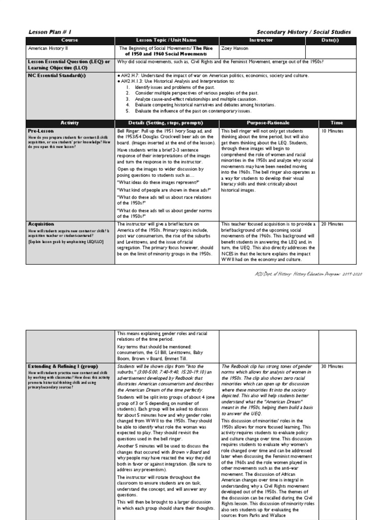Lesson Plan 1-2 | PDF