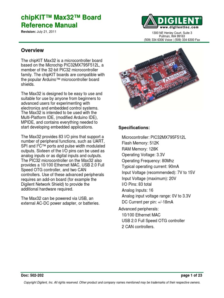 chipKIT Max32 - RM | PDF | Usb | Microcontroller