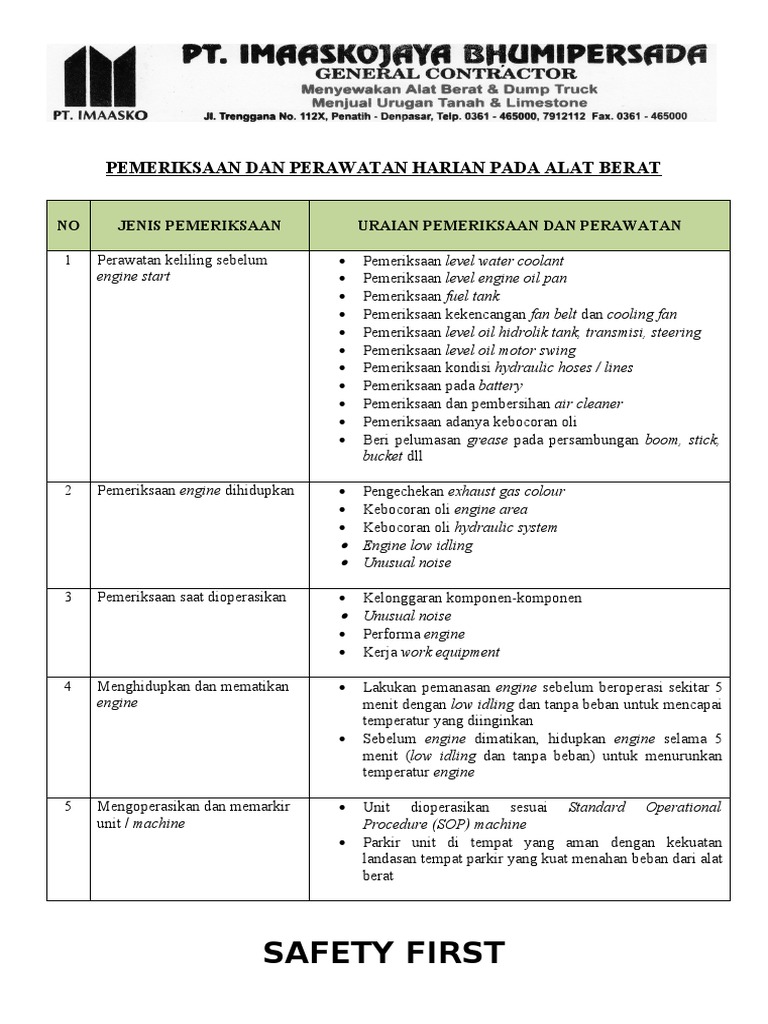 P2H Alat Berat | PDF
