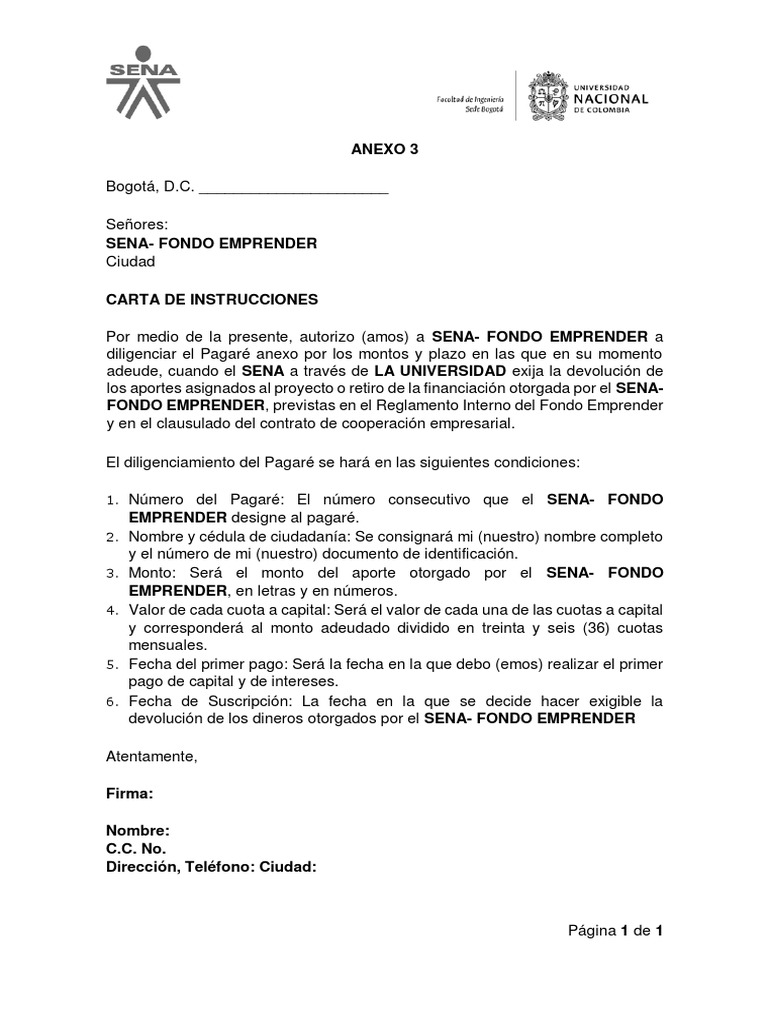 Anexo 3 Carta de Instrucciones PDF | PDF Anexo 3 Carta de Instrucciones PDF | PDF