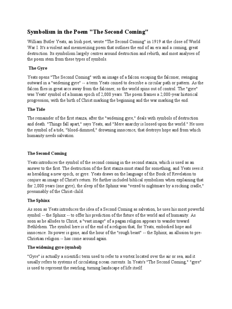 Symbolism in The Second Coming | PDF | W. B. Yeats | Second Coming