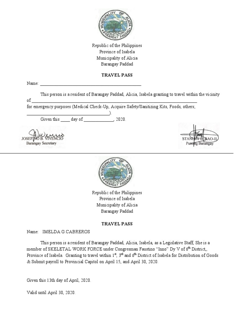 Travel Pass: TH ST RD TH | Download Free PDF | Government