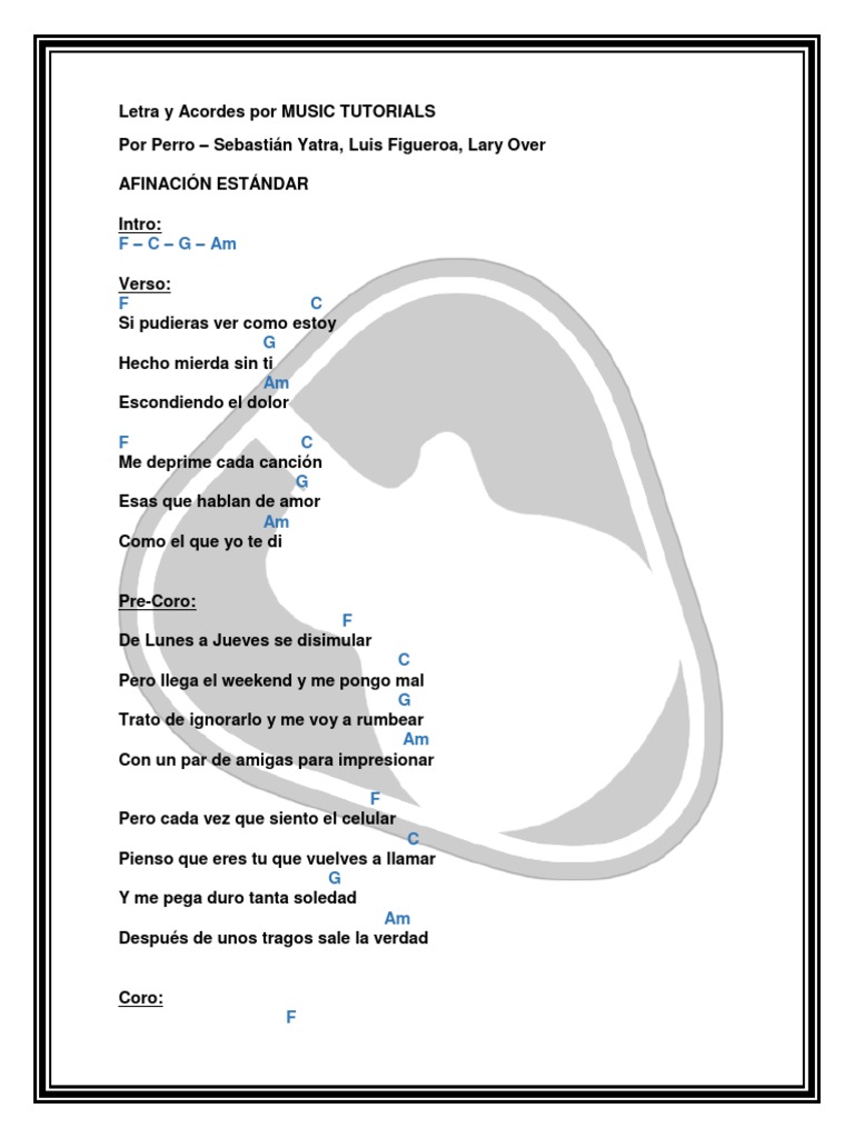Letra y Acordes de "Por Perro" | PDF | Entretenimiento (general)