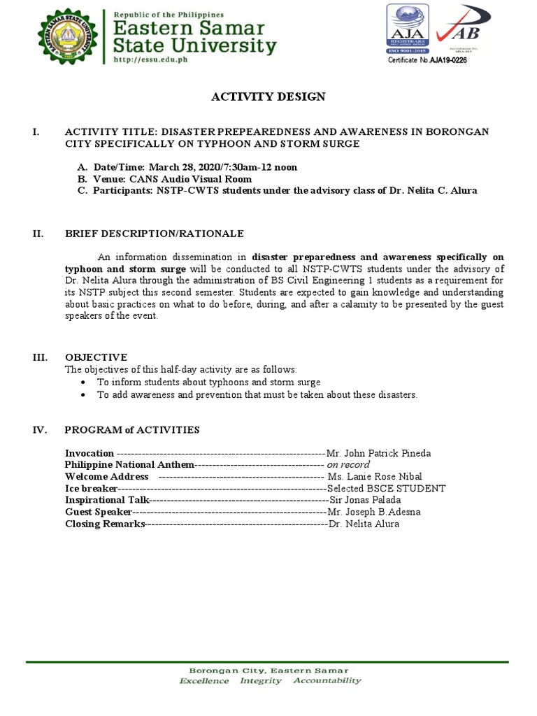 NSTP - Original - Activity - Design Bsce 1 | Download Free PDF ...