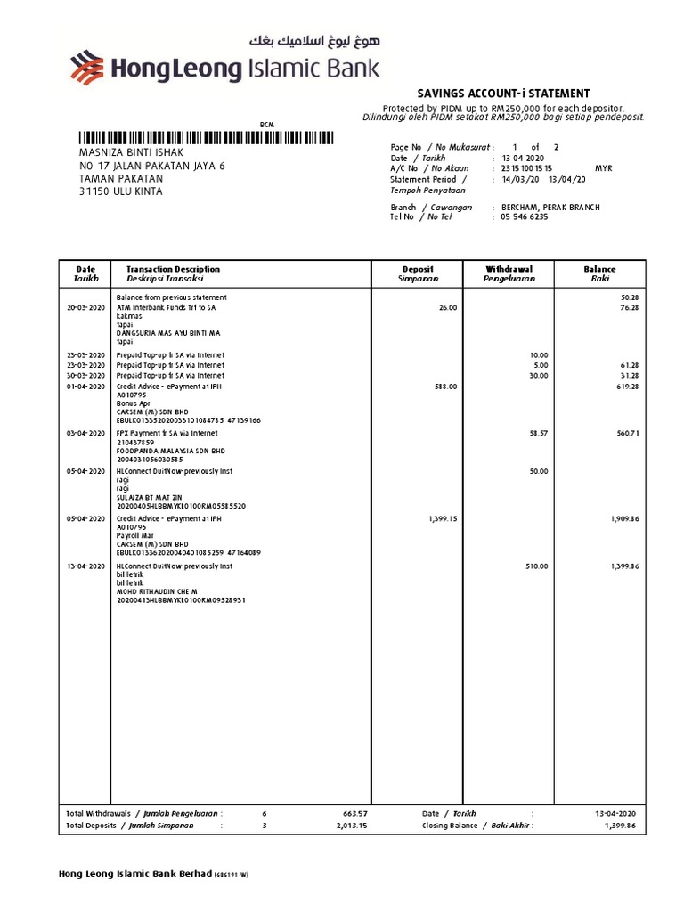 Estatement - Statement - 231 51 00151 5 - 13 Apr 2020 PDF | PDF ...