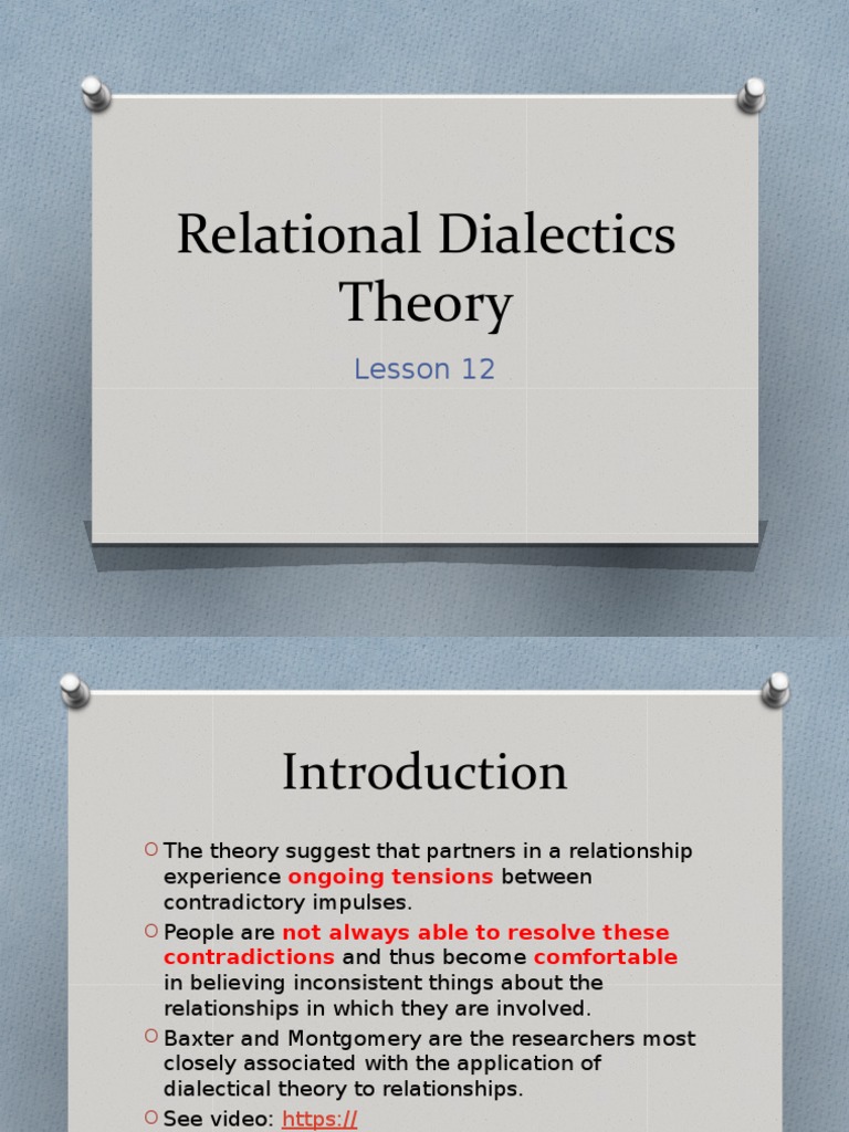 Lesson 9 Relational Dialectics Theory Pdf Academic Discipline