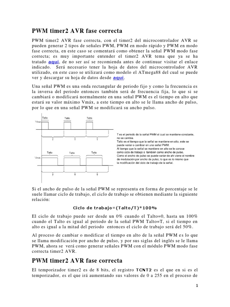 PWM Timer2 AVR Fase Correcta | PDF | Microcontrolador | Fase (ondas)