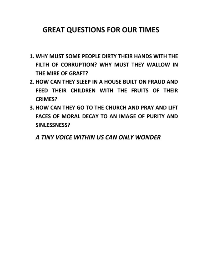Questions on Corruption and Morality | PDF