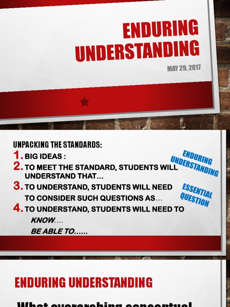 Enduring Understanding PDF | PDF | Verb | Nonverbal Communication