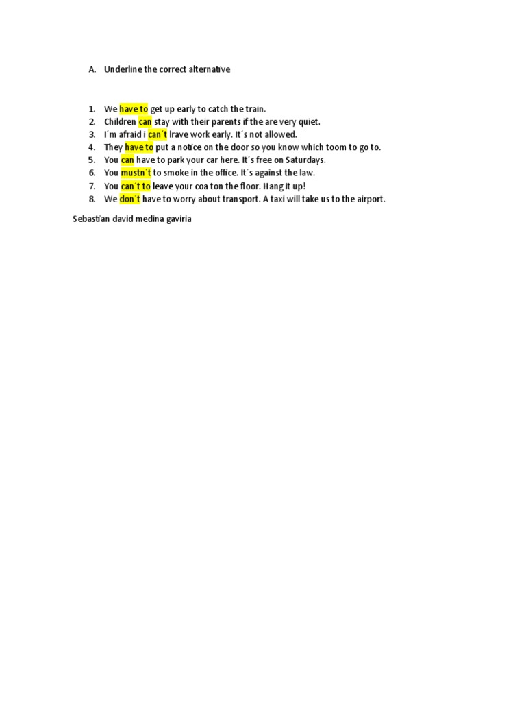 Underline The Correct Alternative | PDF