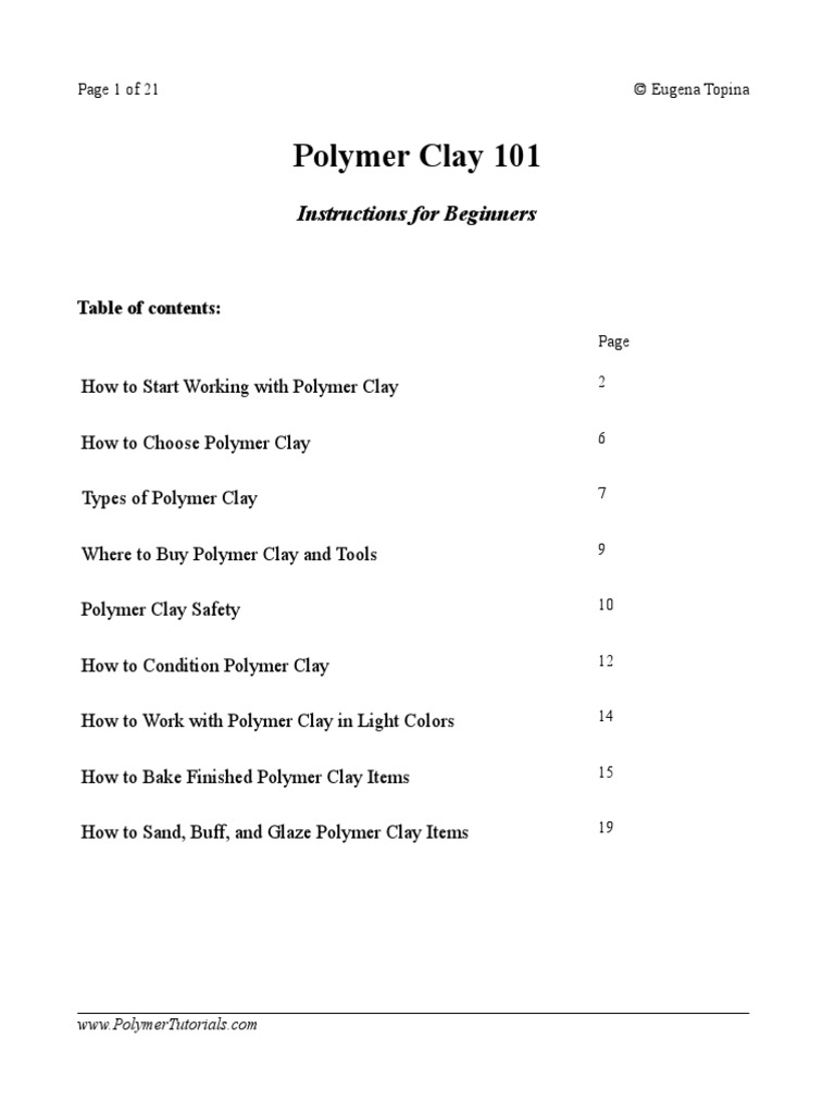 Polymer Clay 101: Instructions For Beginners | PDF | Thermometer | Paint