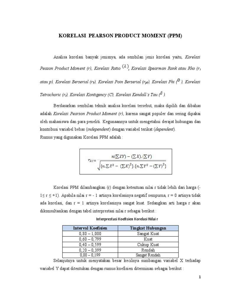 Korelasi Pearson Product Moment | PDF