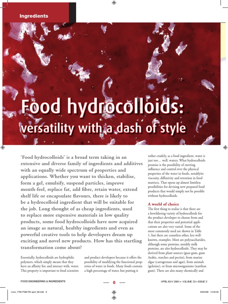 Food Hydro Colloids Properties | PDF | Colloid | Gelatin