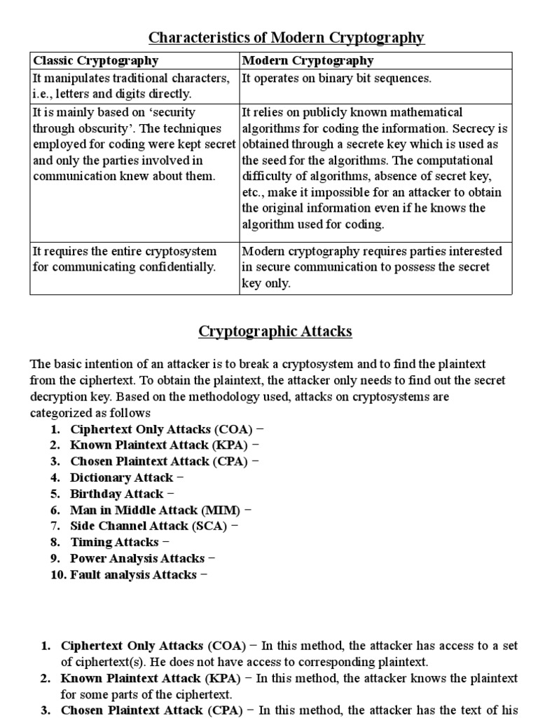 Characteristics of Modern Cryptography | PDF | Cryptography | Key (Cryptography)