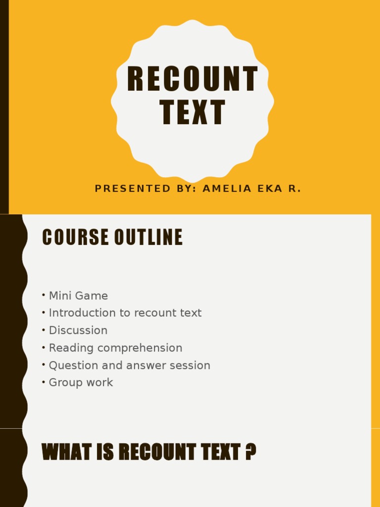 Recount Text Ppt-Revisi | PDF | Grammar | Syntax