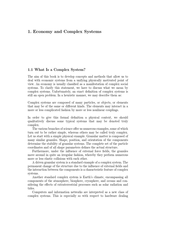 Economy and Complex Systems | PDF | Determinism | Chaos Theory