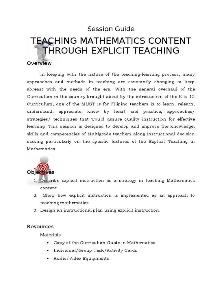Teaching Mathematics Content Through Explicit Teaching: Session Guide ...