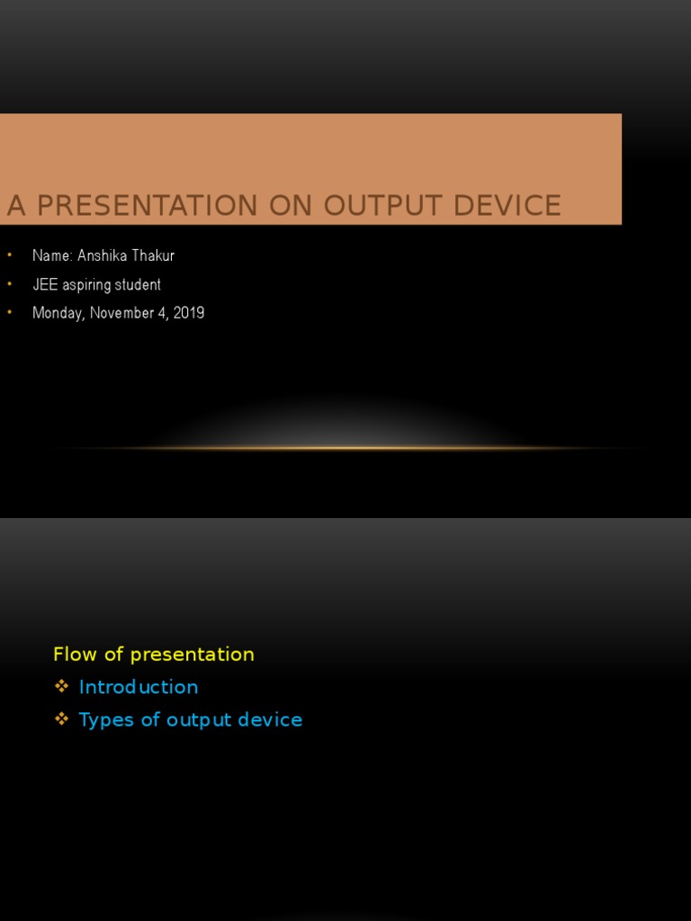 A Presentation On Output Device | PDF | Computer Monitor | Printer ...