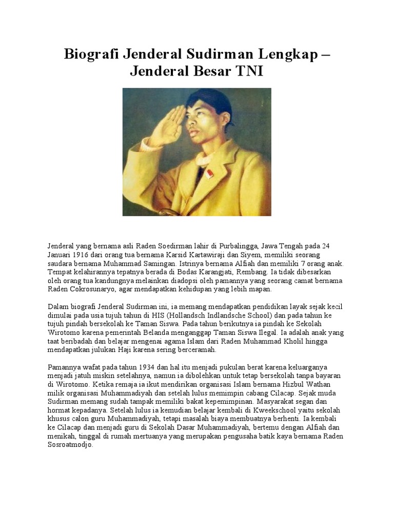 Biografi Jenderal Sudirman Lengkap | PDF