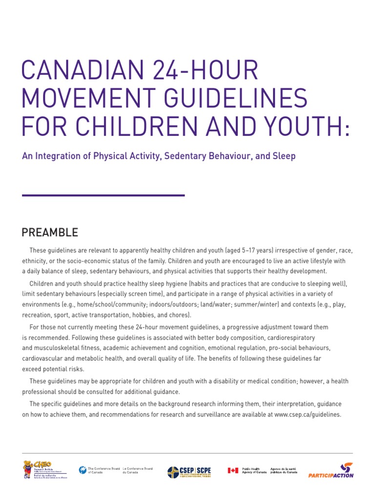 Canadian 24 Hourmovementguidelines 2016 | PDF | Sleep | Determinants Of Health