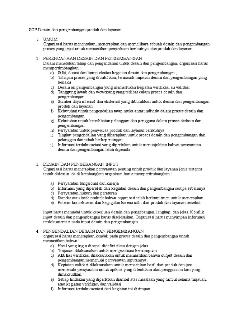 SOP Desain dan Pengembangan Produk | PDF | Bisnis | Seni