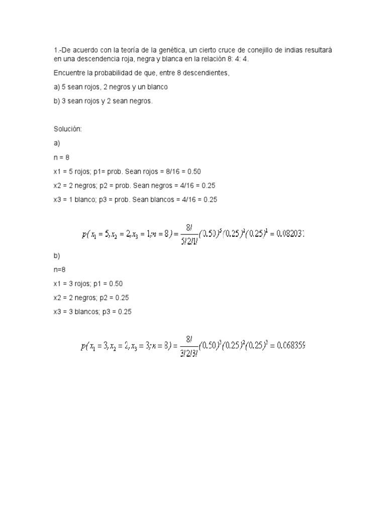Ejercicios Distribucion Multinomial | PDF | Probabilidades y estadísticas | Enseñanza de matemática