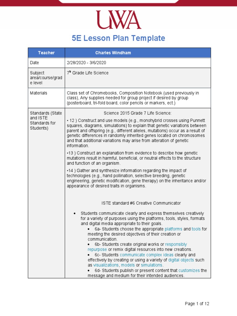Ed 508 5e Lesson Plan 1 | Download Free PDF | Genetics | Heredity