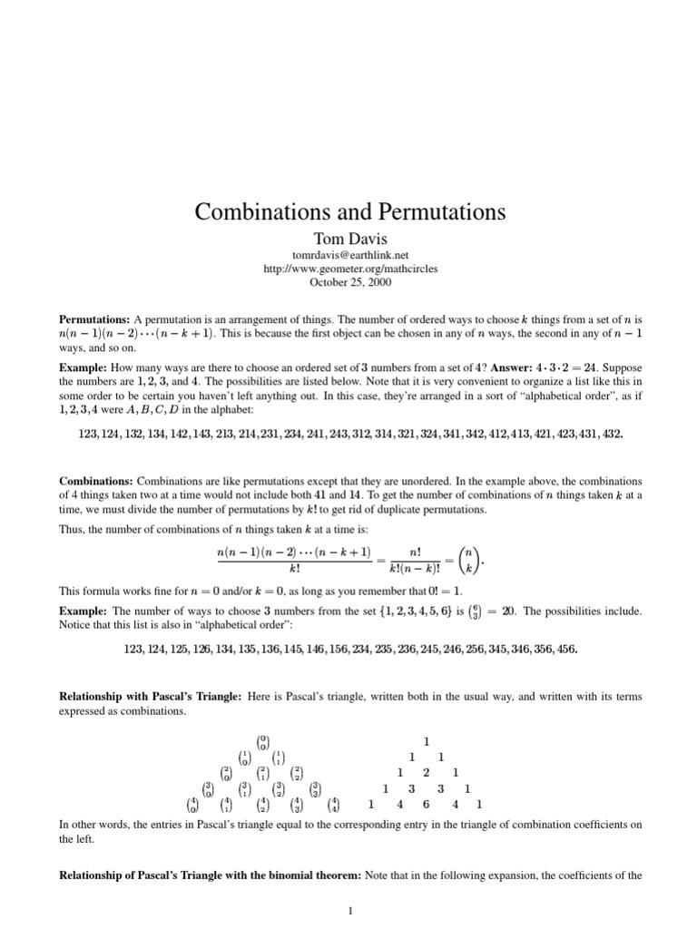 Permutation and Combination | PDF | Mathematical Concepts | Algebra