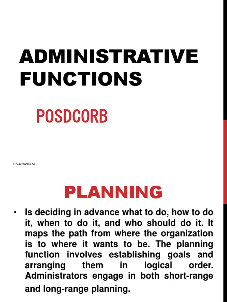 Administrative Functions: Posdcorb | PDF | Human Resources | Budget
