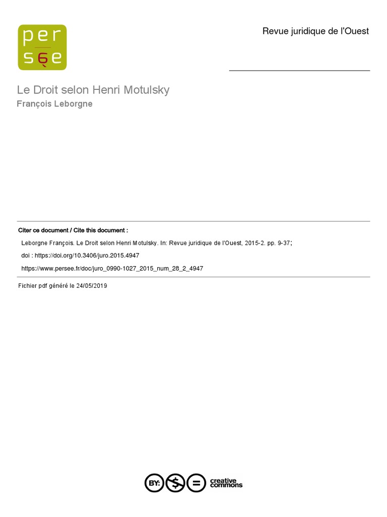 Le Droit selon Henri Motulsky | PDF | Théorie | Justice