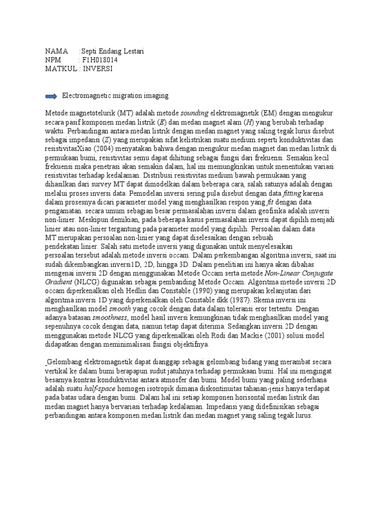 Inversi Dalam Metode Elektromagnetik | PDF