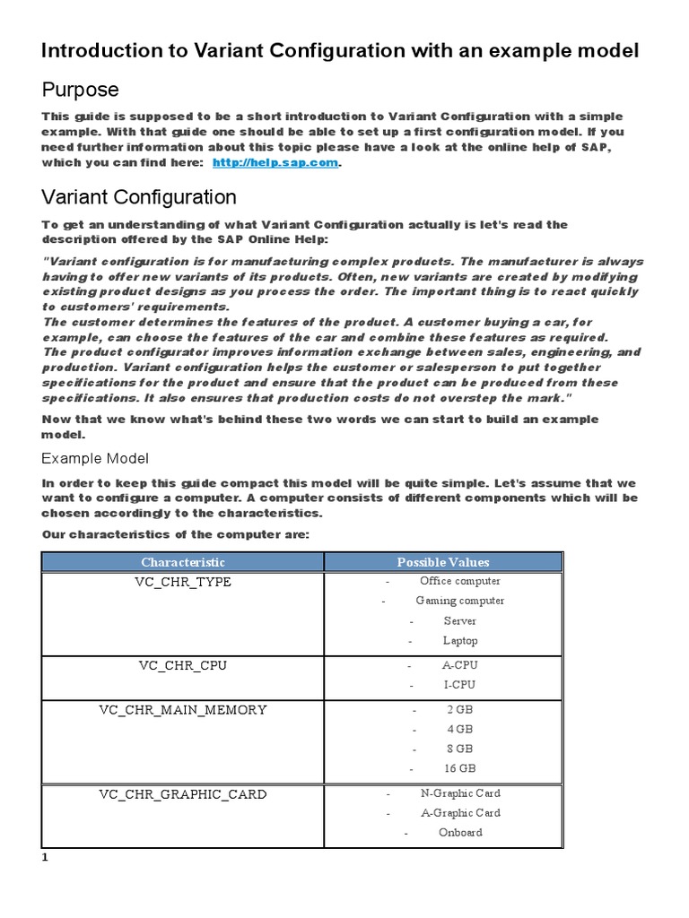 Introduction To Variant Configuration With An Example Model | PDF ...