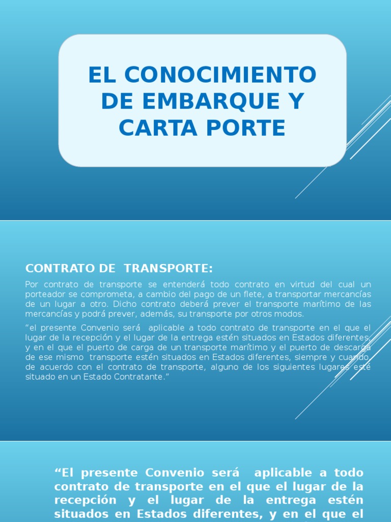 El Conocimiento de Embarque y Carta Porte | Descargar gratis PDF | Guía ...