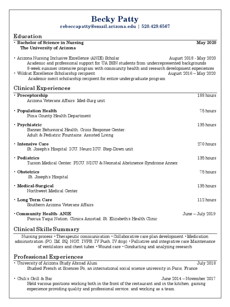 Becky Patty Resume | PDF | Nursing | Neonatal Intensive Care Unit