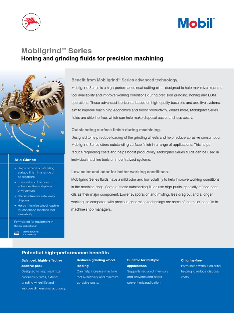 Mobilgrind Series: Honing and Grinding Fluids For Precision Machining ...