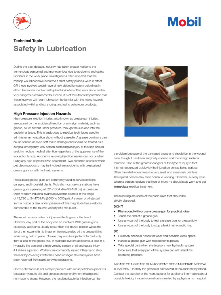 Safety in Lubrication: Technical Topic | PDF | Injection (Medicine ...