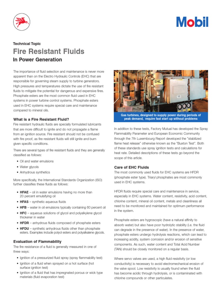 Technical Topic - Fire Resistant Fluids in Power Generation | PDF ...
