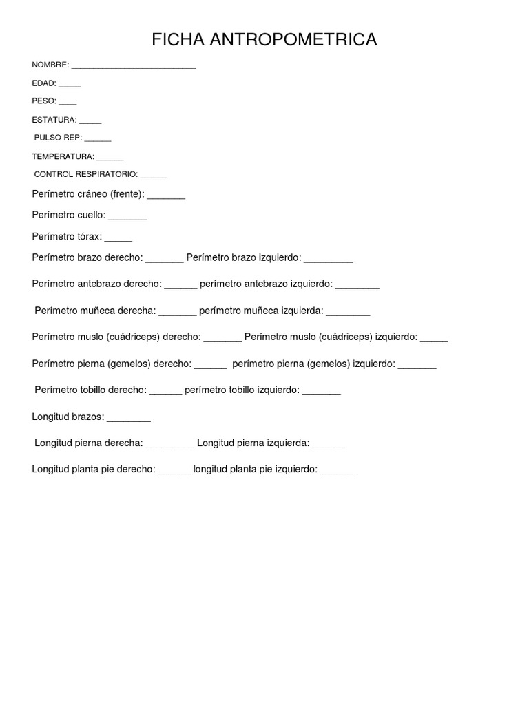 Modelo Ficha Antropometrica PDF | PDF