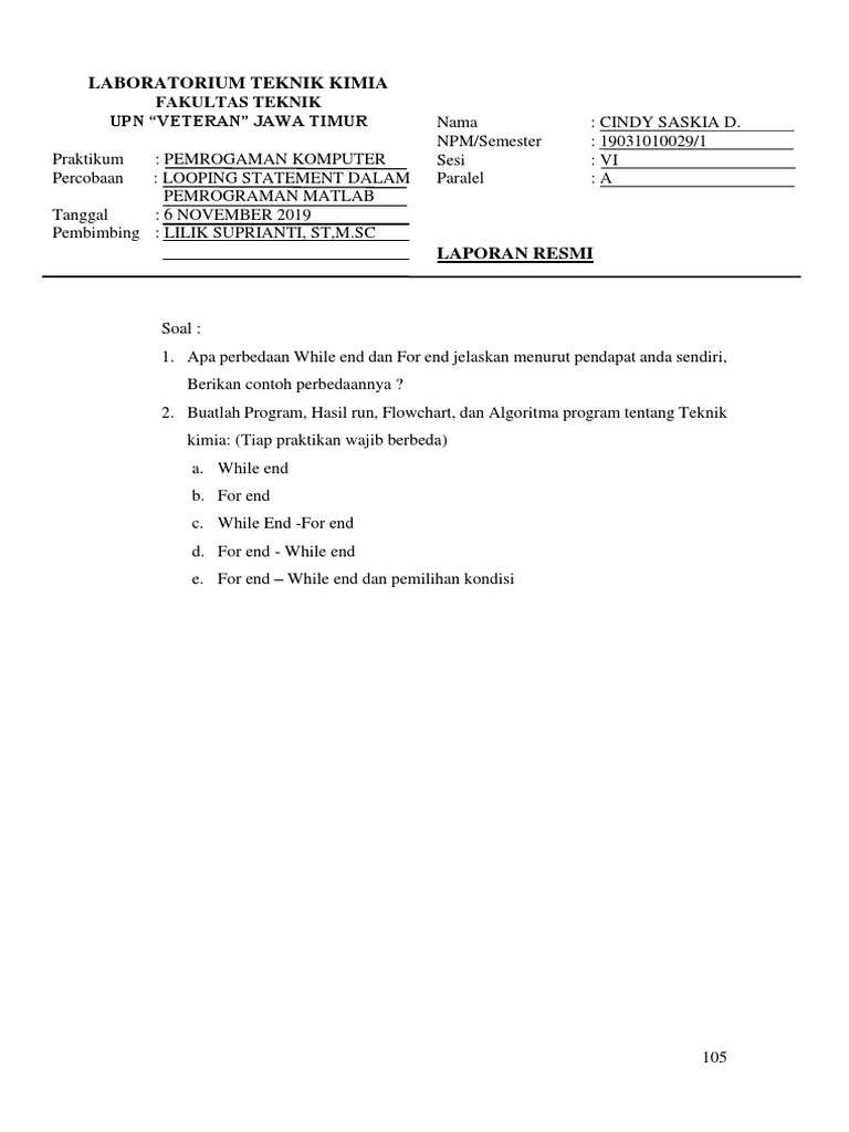 Looping Statement Dalam Pemrograman Matlab | PDF | Komputer