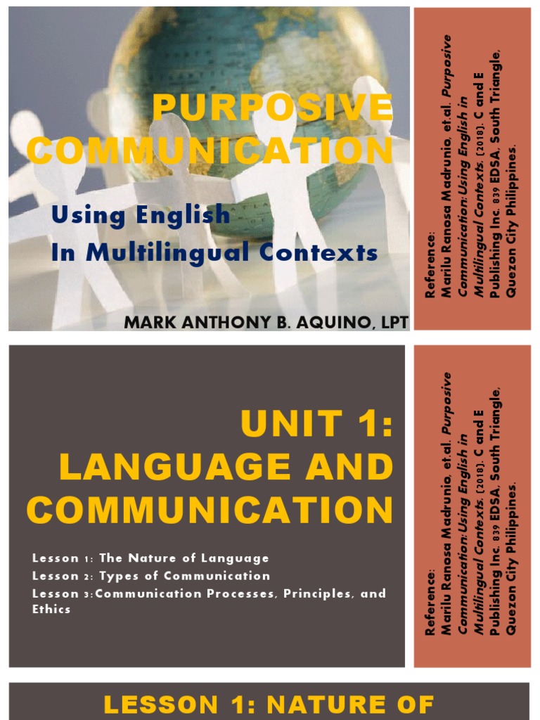 Purposive Communication: Using English in Multilingual Contexts | PDF | Semiotics | Cognitive ...