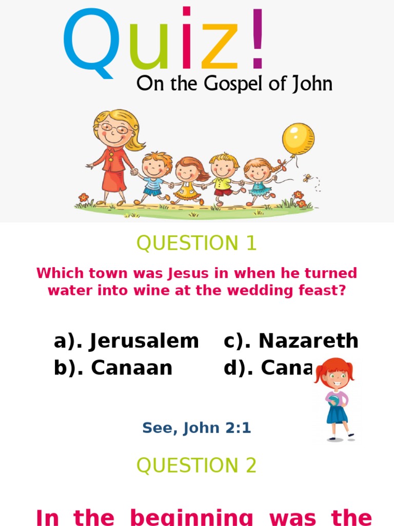 Quiz On The Book of John | PDF | Disciple (Christianity) | Gospel Of John