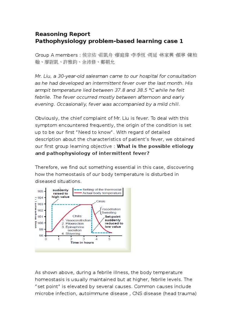 Reasoning Report Pathophysiology Problem-Based Learning Case 1 | PDF ...