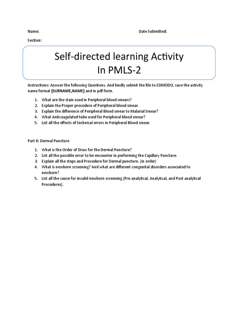 Self-Directed Activity in PMLS 2 | PDF