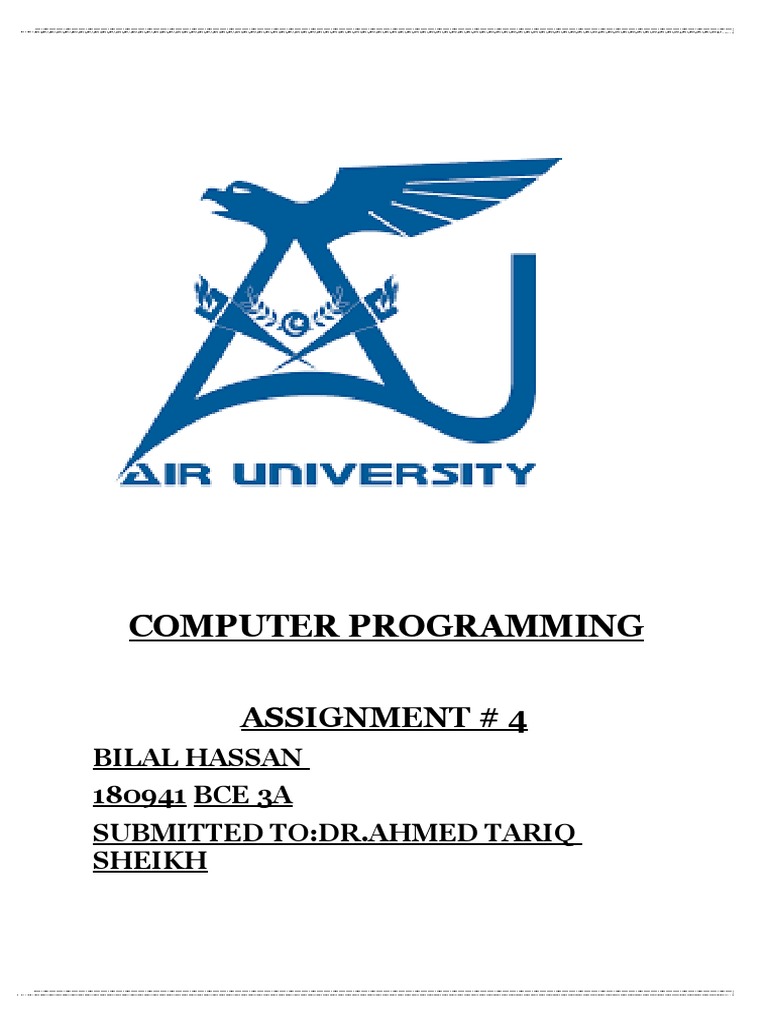 Computer Programming: Assignment # 4 | PDF | Theoretical Computer ...