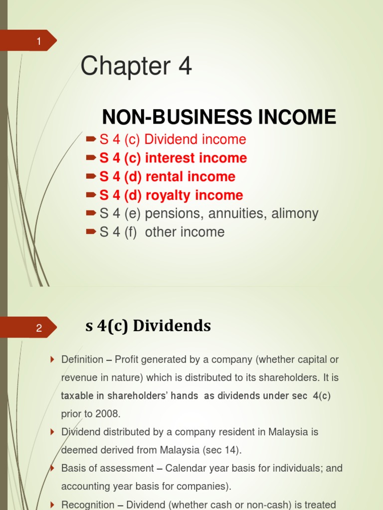 ACW290 - Chap4 - Non Business Income (Other Income) | PDF | Dividend ...